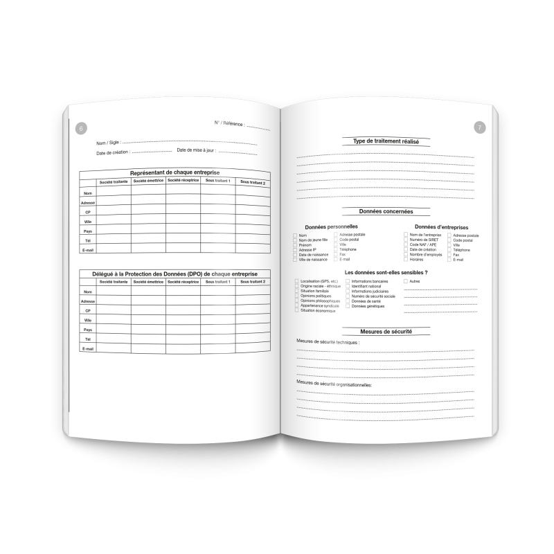 Registre de traitement des données pour Sous traitant - RGPD Registre de traitement des données pour Sous traitant - RGPD